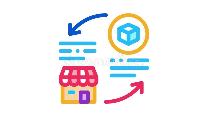 Shop Circle Arrow Cube Icon Animation Stock Footage - Video of white ...