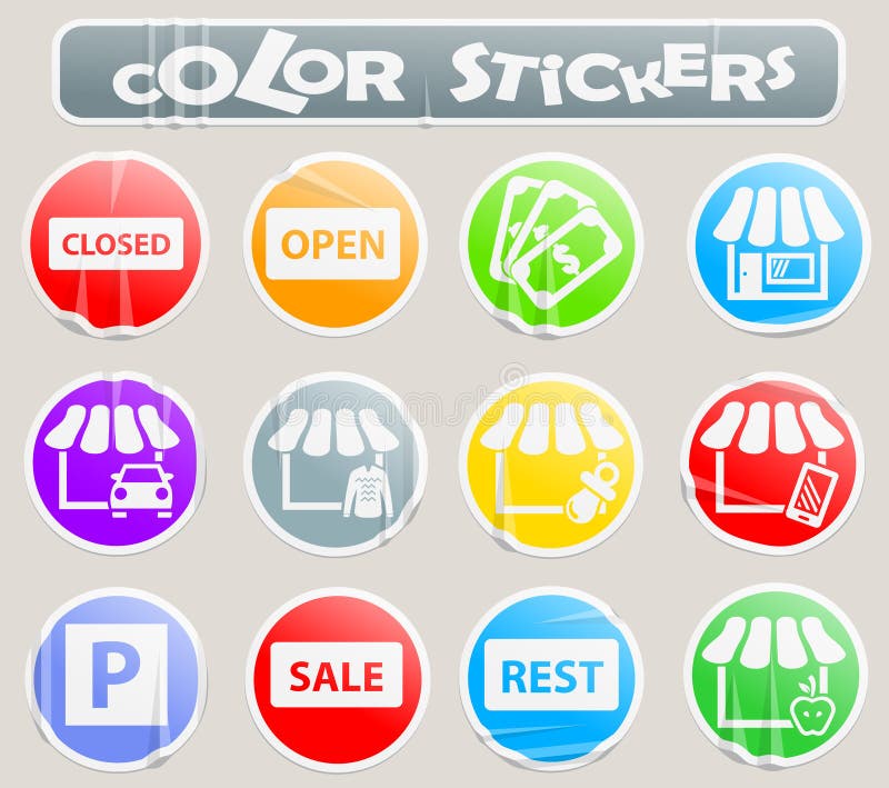 Shop color stickers stock vector. Illustration of childrens - 128286471