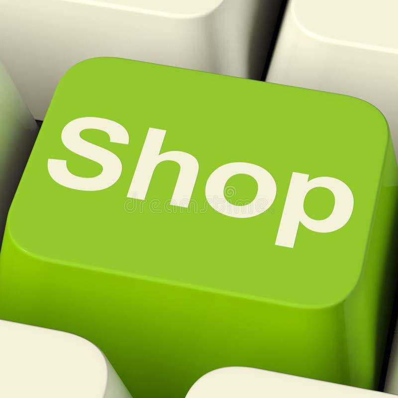 Shop Computer Key in Green for Commerce or Retail Sales Stock Image ...