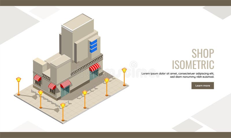 Shop Concept Based Landing Page Design with Isometric Skyscraper. Stock ...