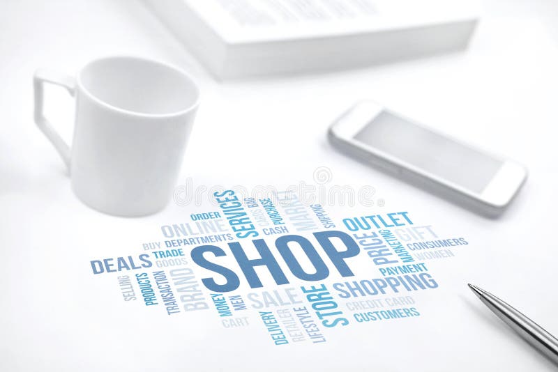 Shop Online Business Concept. Red Shopping Cart Button Or Key On ...