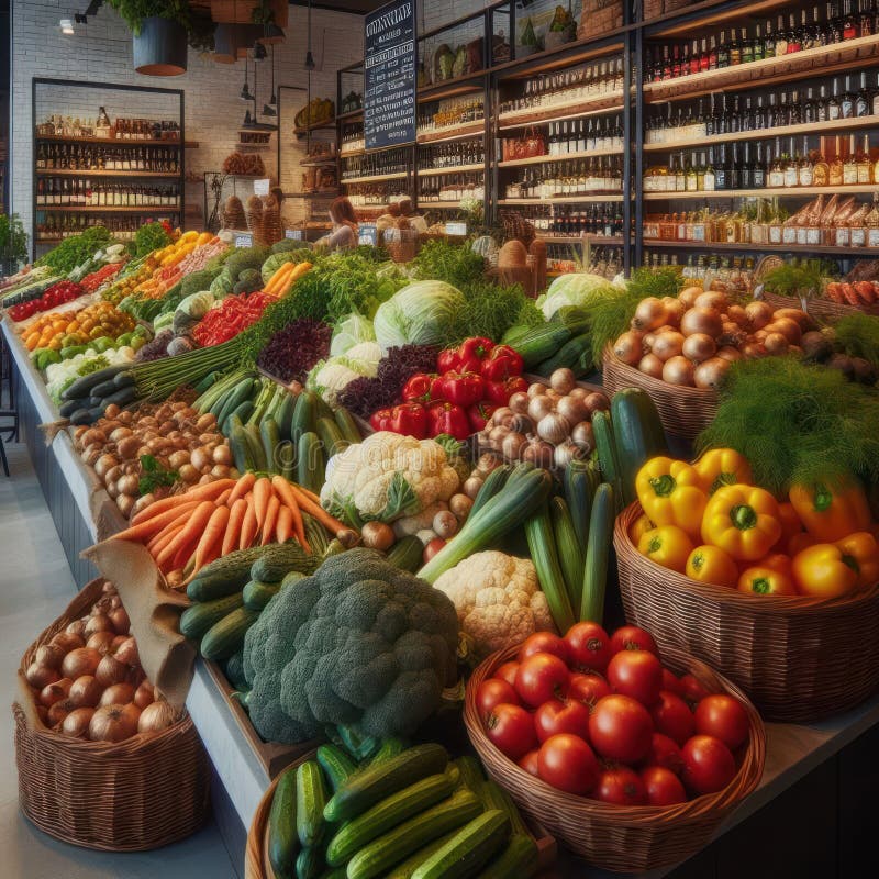 Shop Counter with Different Types of Vegetables. Stock Image - Image of ...