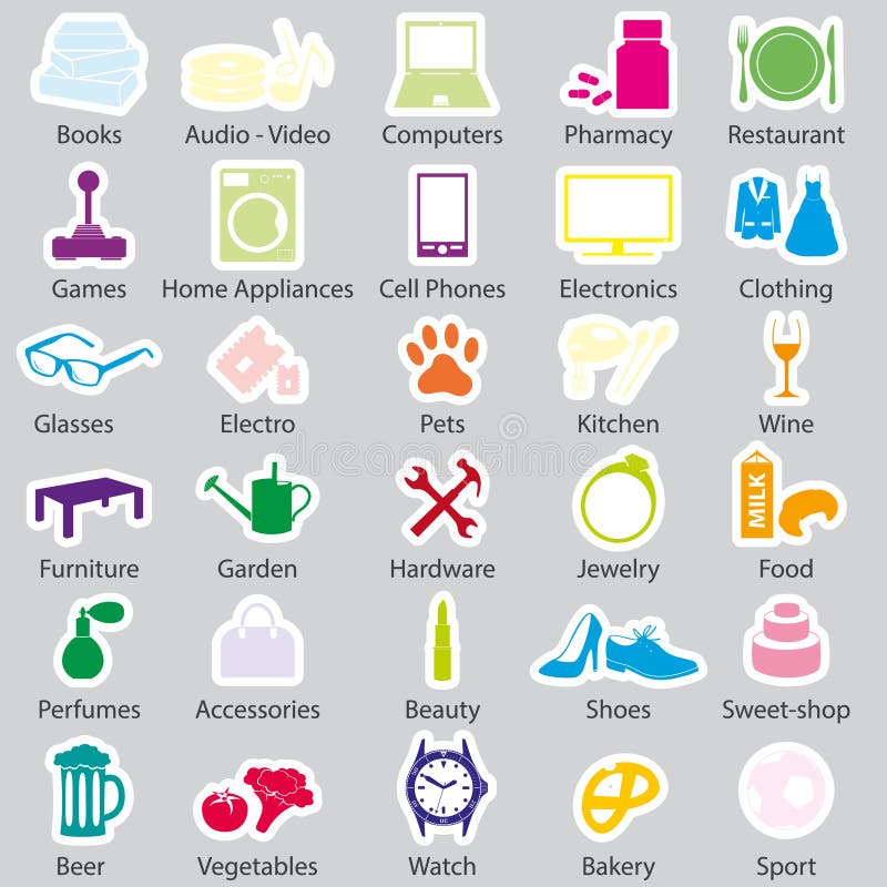 Shop Department Simple Vectors Stickers Set Eps10 Stock Vector ...