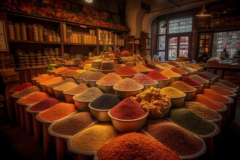 Shop of Different Spices. Neural Network AI Generated Stock ...