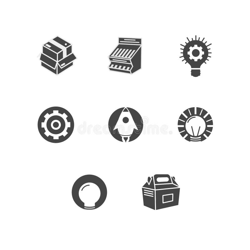 Shop Display Manufacturing and Packaging Icon Set Stock Vector ...
