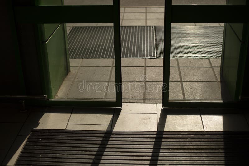 Shop Doors Open. Automatic Doors in Building Stock Photo - Image of ...