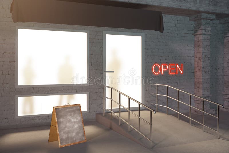 Shop exterior side stock illustration. Illustration of night - 68898778