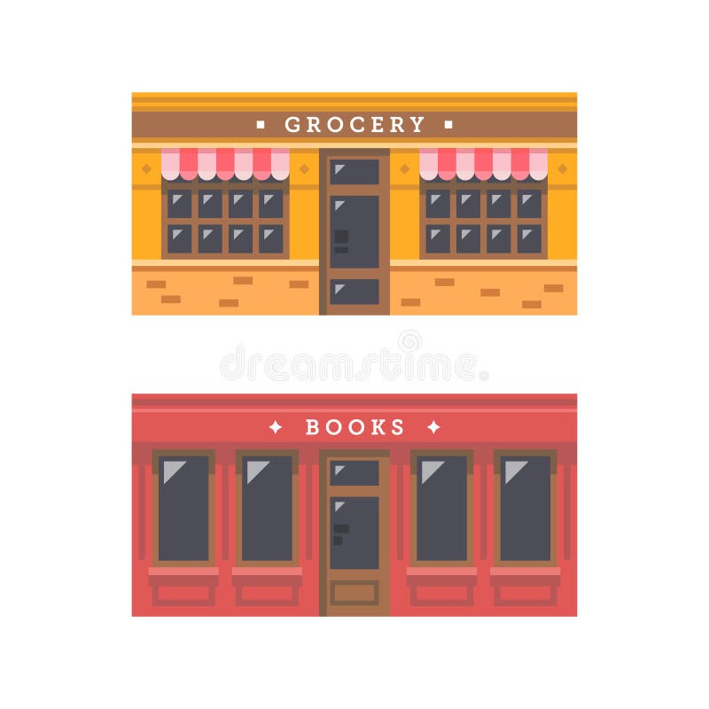 Shop Front Facade Flat Design Stock Vector - Illustration of vector ...