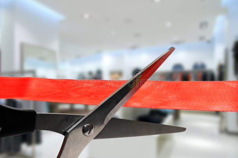 Shop Grand Opening - Cutting Red Ribbon Stock Photo - Image of ...
