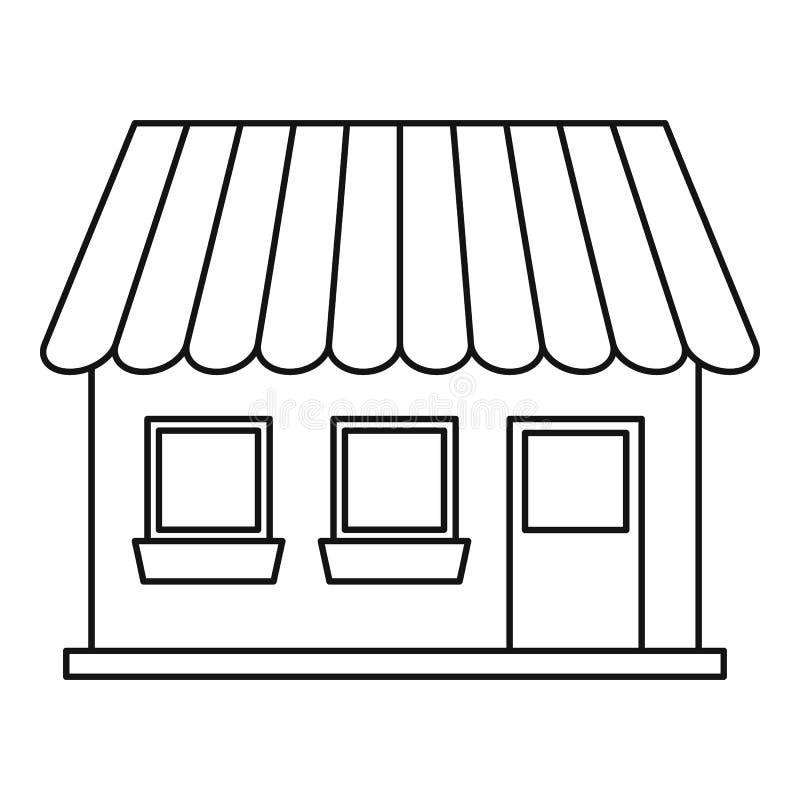 Shop icon, outline style stock vector. Illustration of exterior - 82865809