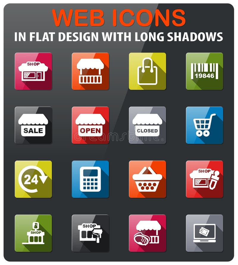 Shop icon set stock illustration. Illustration of round - 88456342