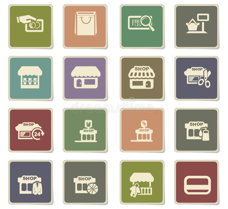 Shop icon set stock illustration. Illustration of round - 89850643
