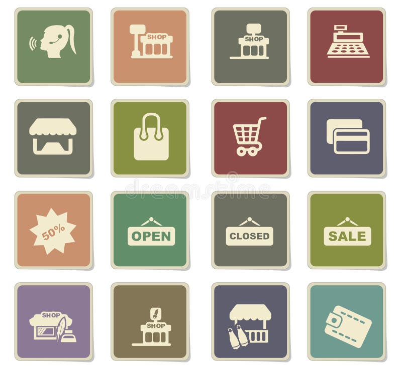 Shop icon set stock illustration. Illustration of open - 89866275