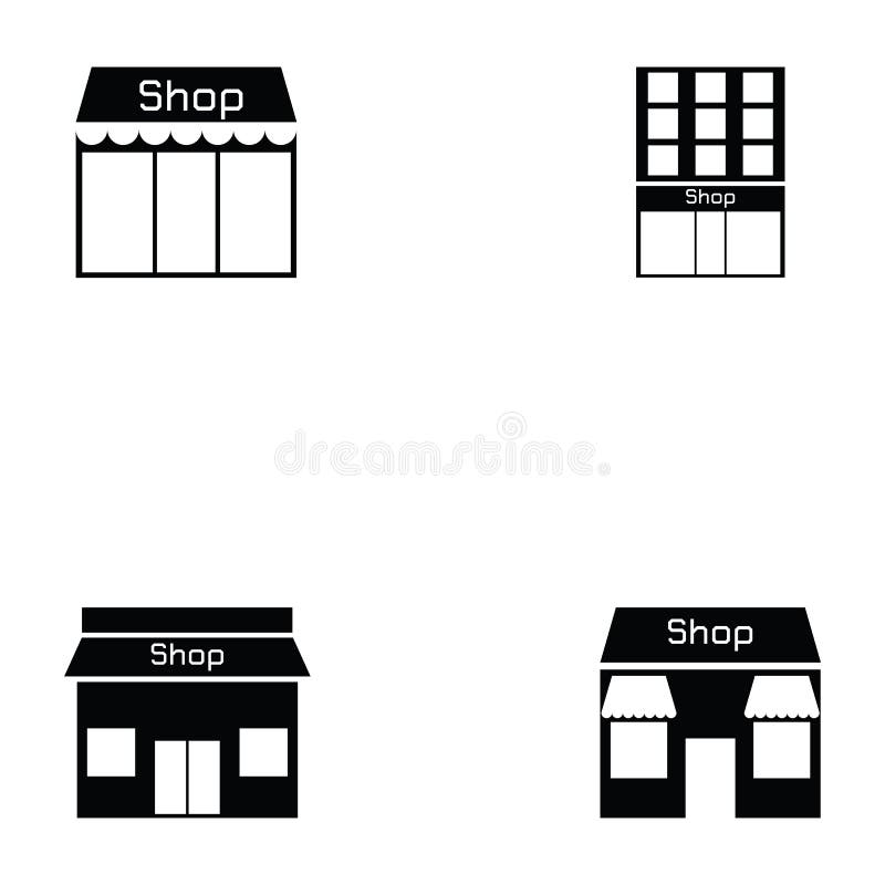 Shop icon set stock vector. Illustration of front, store - 107352614