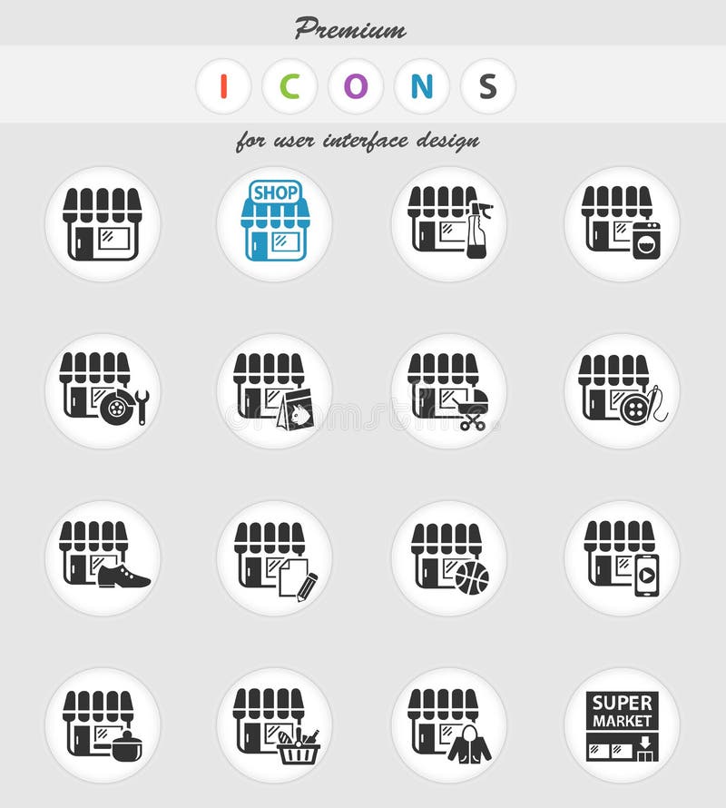 Shop icon set stock vector. Illustration of ware, grocery - 123181356