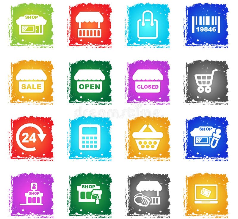 Shop icon set stock vector. Illustration of open, icon - 88203496