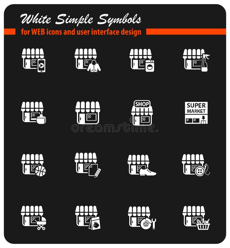 Shop icon set stock vector. Illustration of icon, simple - 88021730
