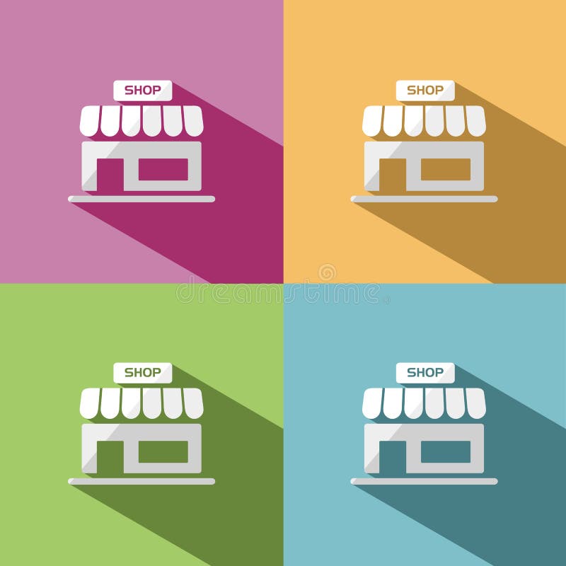 Shop icon with shadow stock vector. Illustration of retail - 87579050