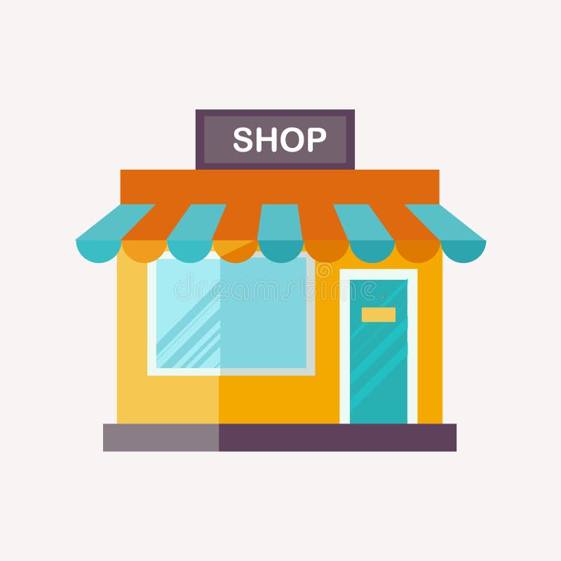 Shop Icon on a White Background. Flat Design Stock Vector ...