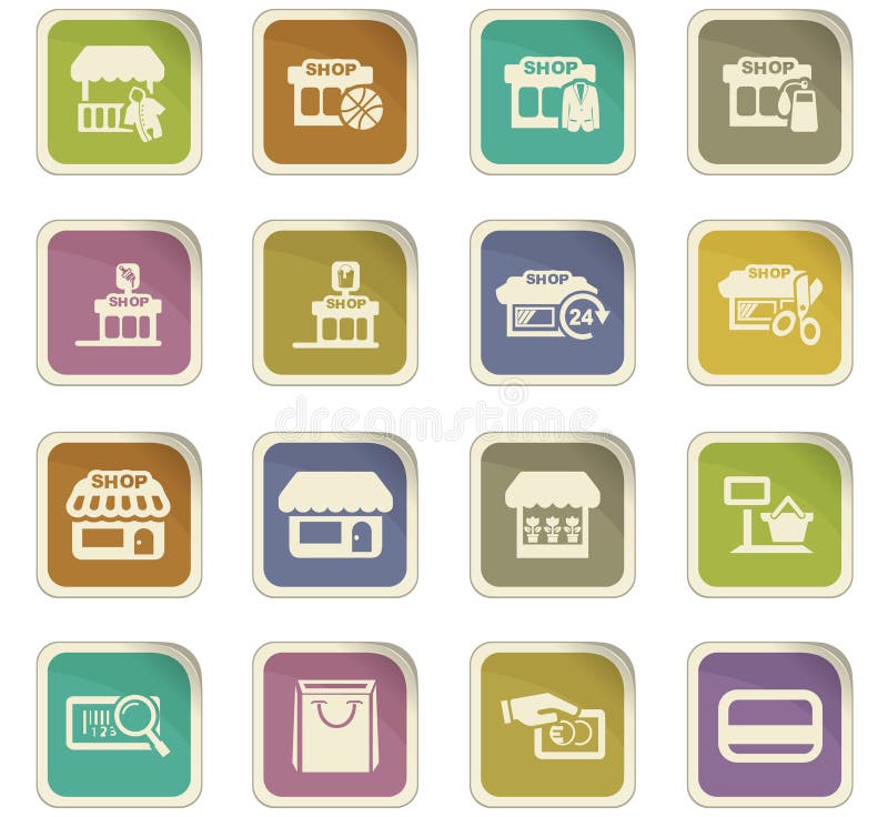 Shop icons set stock illustration. Illustration of paying - 89211135