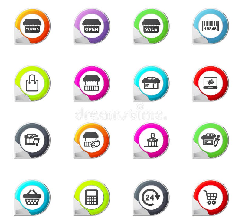 Shop icons set stock illustration. Illustration of basket - 89256621
