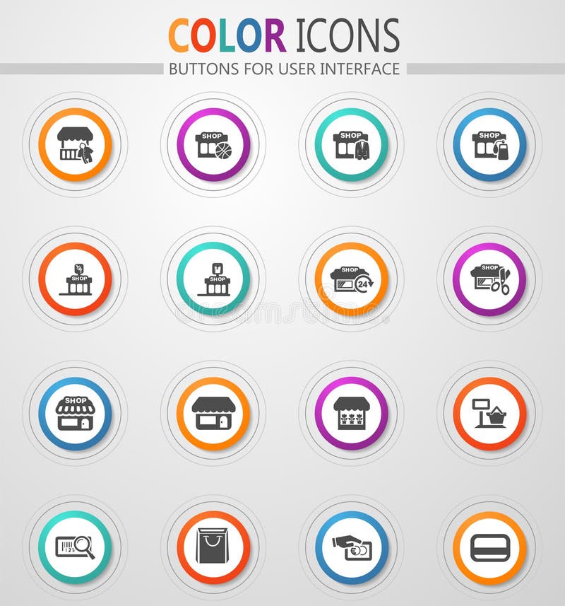 Shop icons set stock illustration. Illustration of commerce - 136464466