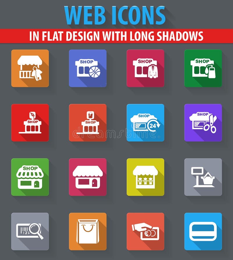 Shop icons set stock vector. Illustration of retail, group - 89081739