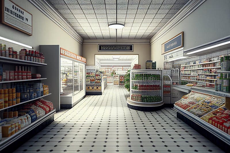 Shop Inside. Interior of a Supermarket Stock Illustration ...