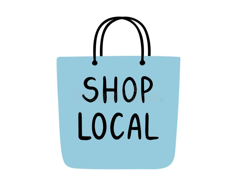Shop Local Cute Emblem Element. Shop Local Lettering Doodle Hand Drawn ...