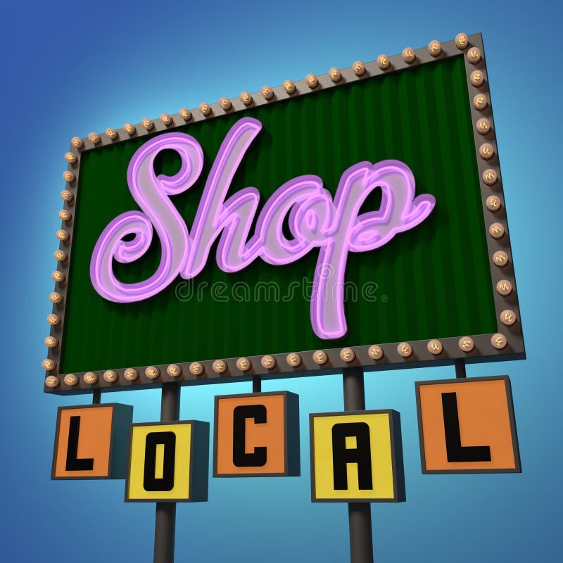 Shop Local Support Community Shopping Bag Words Stock Illustration ...