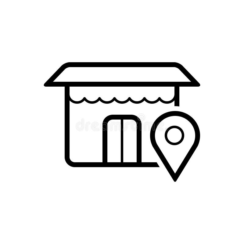 Black Line Icon for Shop Location, Application and Market Stock Vector ...