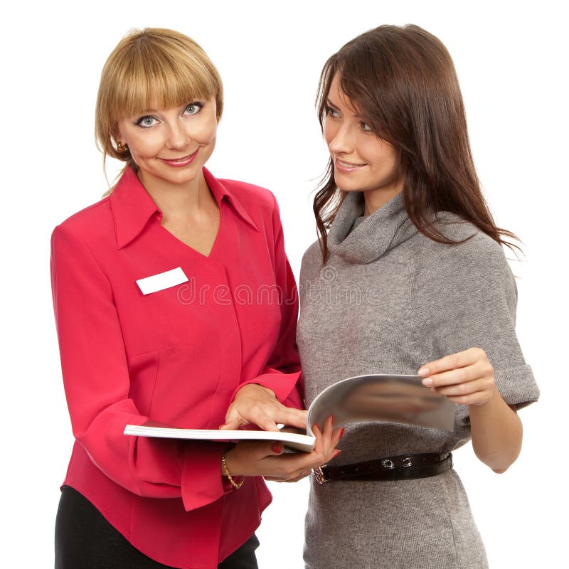 Shop manager and customer stock photo. Image of blond - 32640198