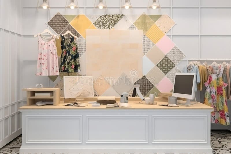 Shop Mock Up Design with Patchwork Details, Concept of Retail Showcase ...