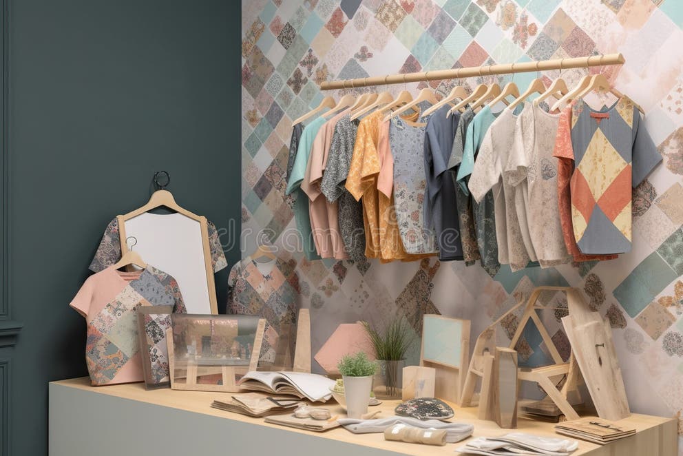 Shop Mock Up Design with Patchwork Details, Concept of Retail Showcase ...