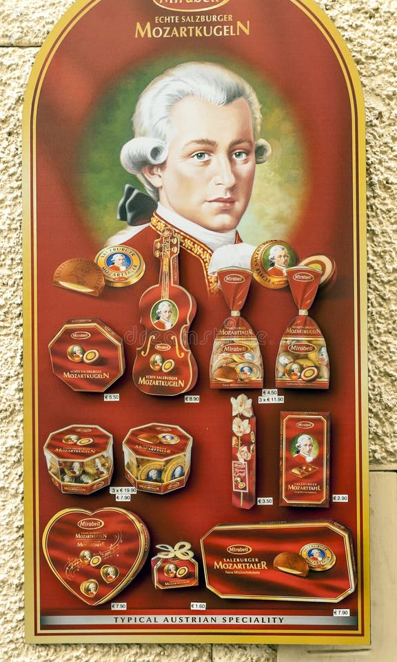 Shop with Mozart chocolate editorial stock photo. Image of cacao - 64104413