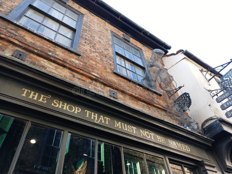 The Shop that Must Not Be Named Front View and Sign York Stock Photo ...
