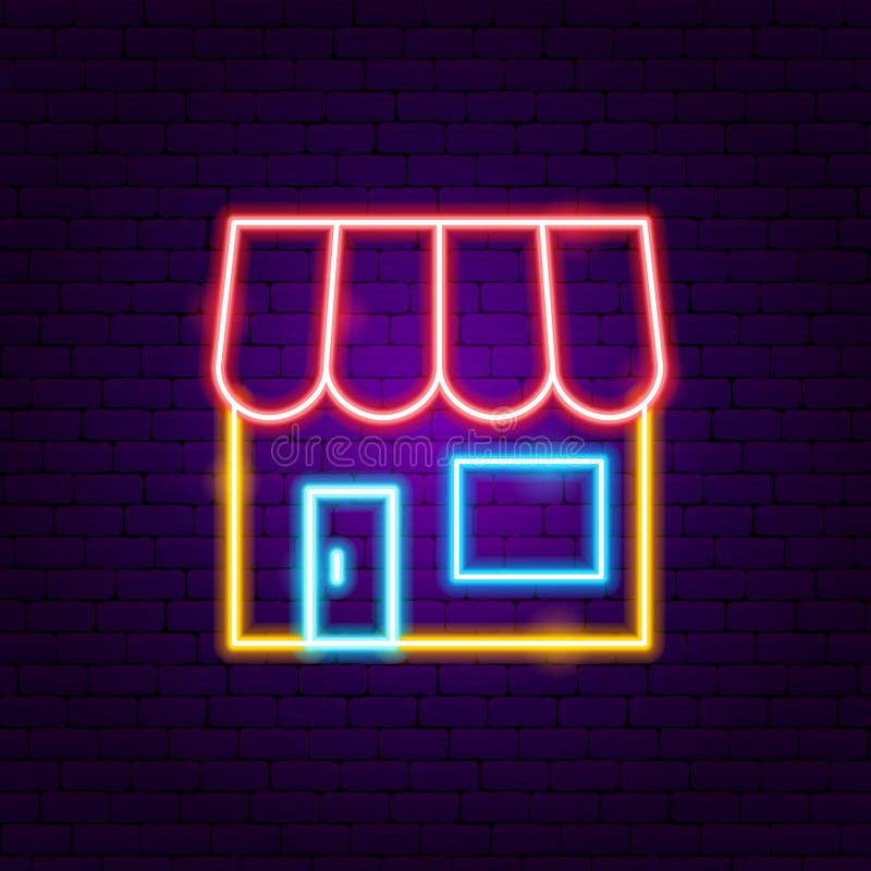 Shop Neon Sign stock vector. Illustration of industry - 197130945