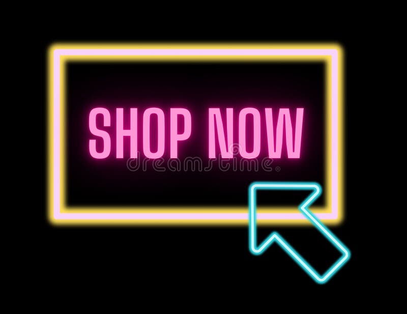 Shop Now Poster with Neon Light Effect Stock Image - Image of banner ...