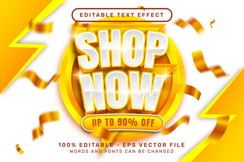 Shop Now 3d Text Effect and Editable Text Effect Stock Vector ...
