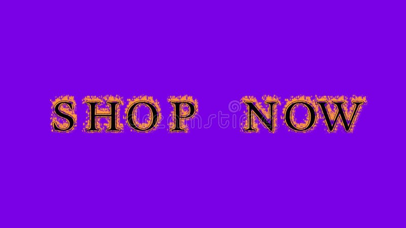 Shop Now Fire Text Effect Violet Background Stock Illustration ...