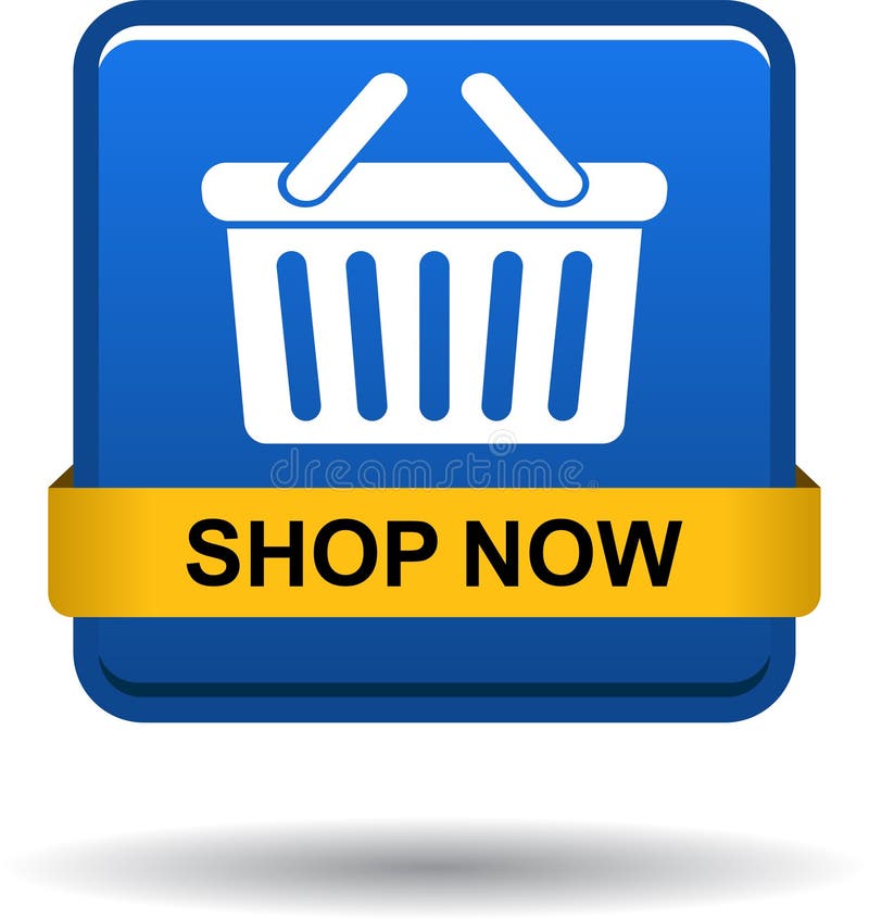 Shop Now Icon Blue Square Button Stock Vector - Illustration of ...
