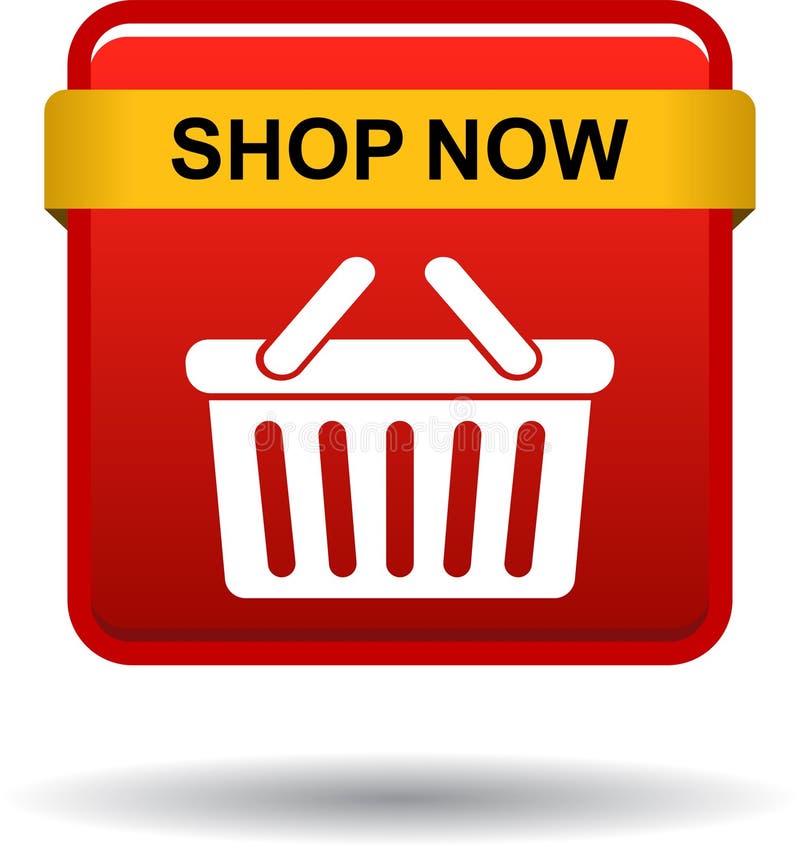 Shop Now Icon Blue Square Button Stock Vector - Illustration of ...