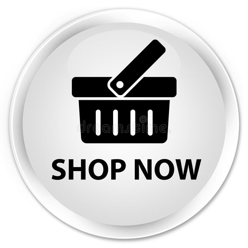 Shop Now White Square Button Red Ribbon in Corner Stock Illustration ...