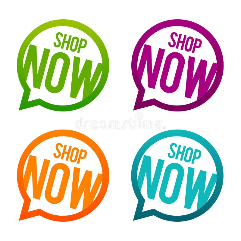 Shop Now Round Buttons on White Background Stock Illustration ...