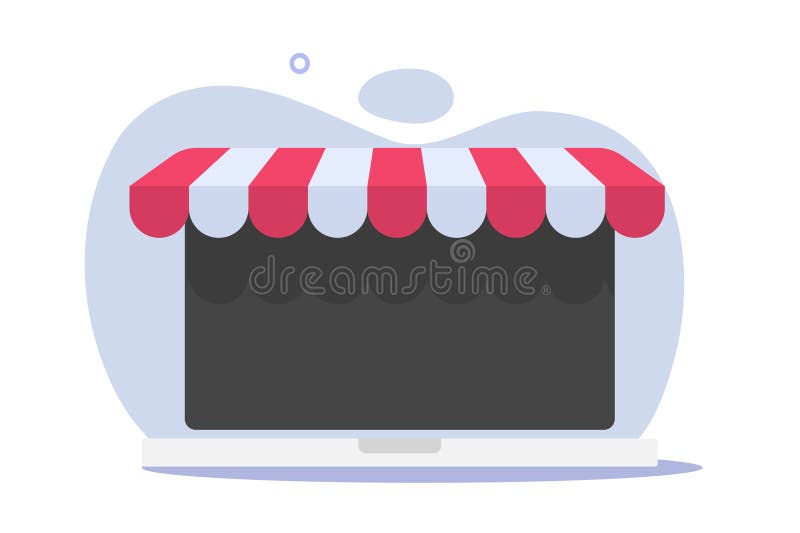 Shop Online Ecommerce Store on Laptop Icon Vector Blank Screen Graphic ...