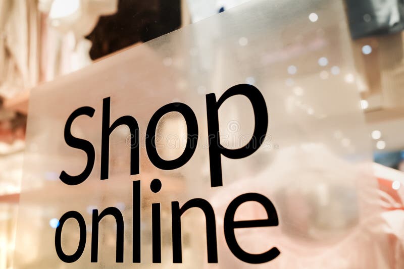 Shop Online Sign Sticker on Fashion Store Display Window Stock Image ...