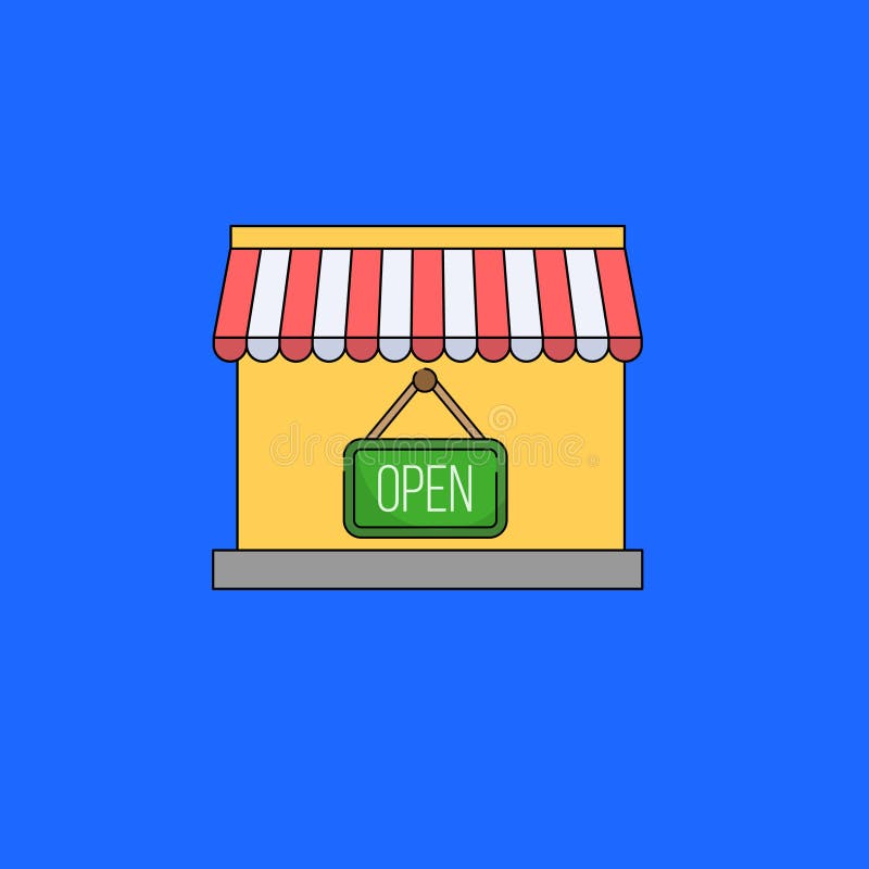 Shop Open Icon.Colored Flat Vector Icon Stock Illustration ...