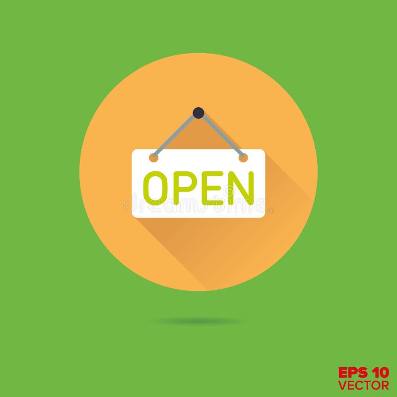 Shop Open Sign Flat Design Vector Icon Stock Vector - Illustration of ...