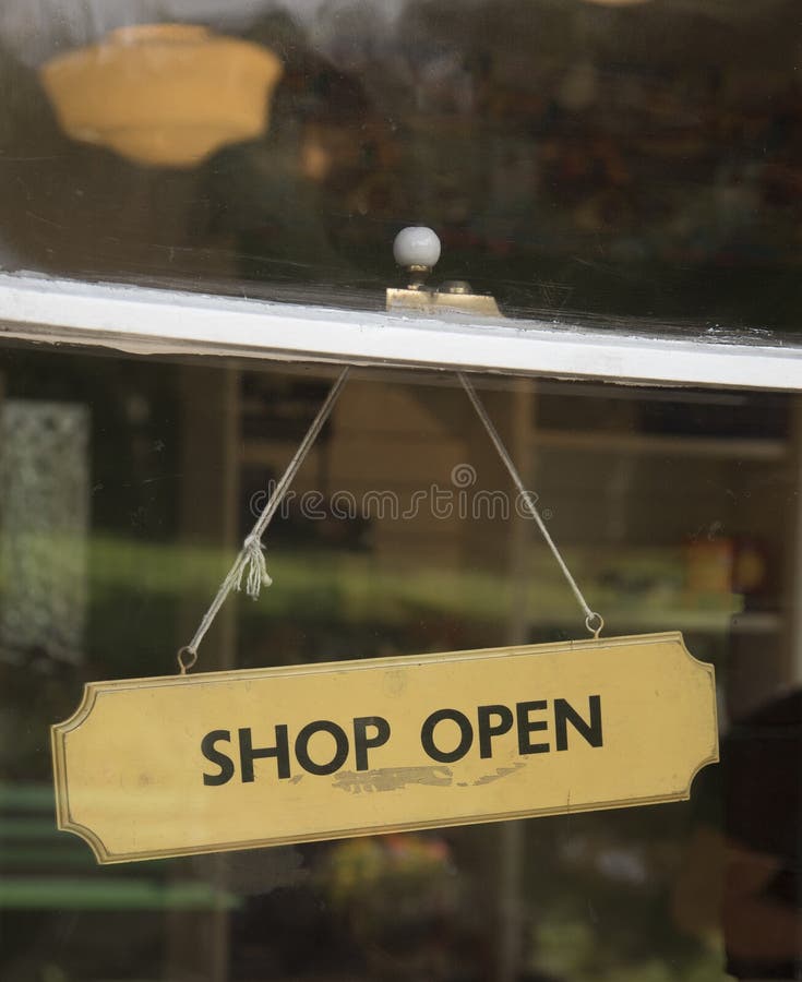 Open Signboard on Shop Door. Stock Photo - Image of retro, sign: 159193244