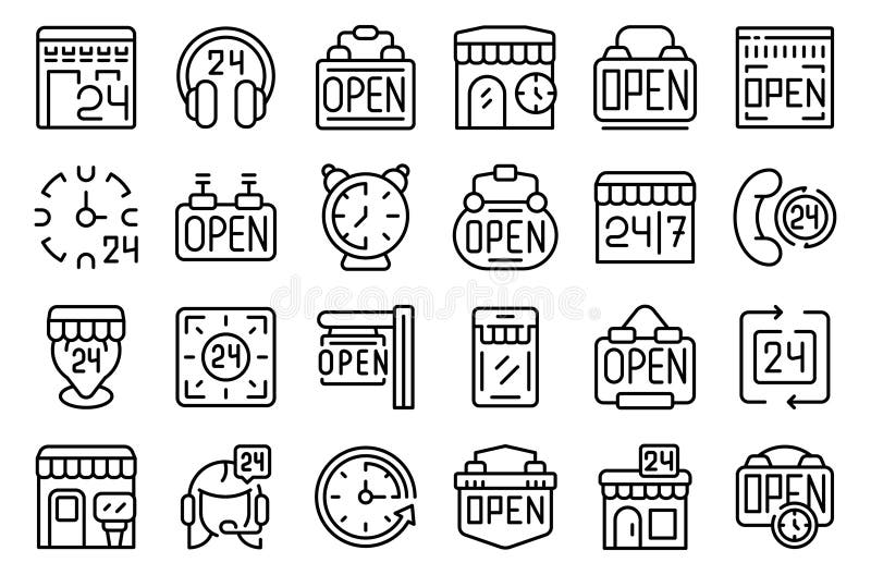 Opening Hours Set Stock Illustrations – 173 Opening Hours Set Stock ...